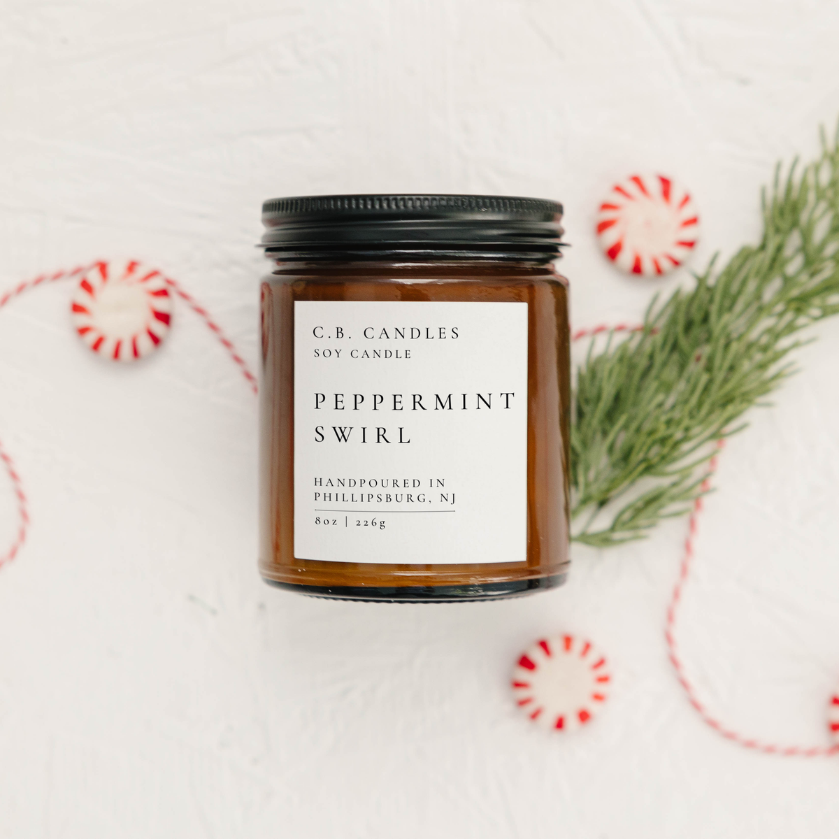 Peppermint Swirl Candle | C.B. CANDLES